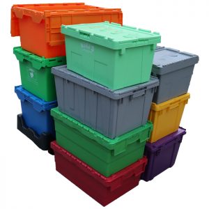 Plastic Storage Durable Boxes With Folding Lids - Round trip tote ...